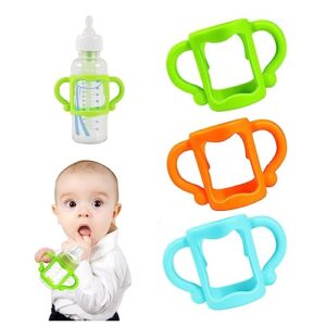 rtmok (3-pack) bottle handles for dr brown narrow baby, bottles bottle holder for baby, baby plane travel essentials-bpa-free silicone material, bottle handles are dishwasher safe (3)