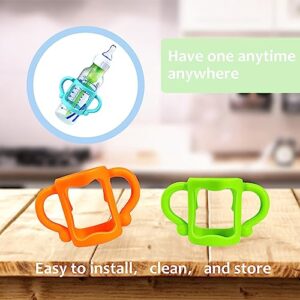 RTMOK (3-Pack) Bottle Handles for Dr Brown Narrow Baby, Bottles Bottle Holder for Baby, Baby Plane Travel Essentials-BPA-Free Silicone Material, Bottle Handles are Dishwasher Safe (3)