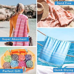 Dolxico Turkish Beach Towel Oversized 39x71 Turkish Cotton Sand Free Quick Dry Towel XL Turkish Towel Beach Blanket Light Bath Pool Travel Towel Beach Towels for Adults Beach Gifts Beach Accessories