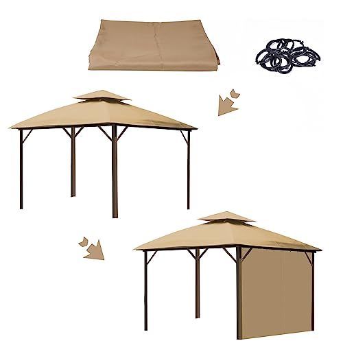 AONEAR Gazebo Privacy Curtain with Zipper Side Wall Universal Replacement for 10' x 12' Gazebo, Patio, Outdoor Canopy, Garden and Backyard, Khaki (1-Panel Curtain Only)