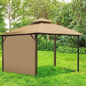 AONEAR Gazebo Privacy Curtain with Zipper Side Wall Universal Replacement for 10' x 12' Gazebo, Patio, Outdoor Canopy, Garden and Backyard, Khaki (1-Panel Curtain Only)