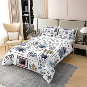 100% Cotton Gamer Bedding Sets for Boys,Gaming Duvet Cover Set Queen Size,Boys Video Games Comforter Cover,Gamepad Designs Bed Set for Teen Boys Bedroom,Joystick Controller,3 Pcs with 2 Pillow Shams