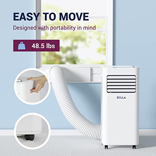 DELLA 10000 BTU Portable Air Conditioner with Heat Pump Smart WiFi Enabled, Home AC Cooling Unit, Dehumidifier & Fan Portable AC w/Remote Control Window Kit, Cools Up To 450 Sq. Ft.