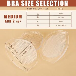 Silicone Bra Inserts, Bra Inserts Silicone Bra Push Up Premium Silicone Breast Lift Enhancers Semi-Adhesive Breast Lift Enhancers Pads Push Up Cup V-Shaped, Reusable, Breathable, Clear for A/B/C Cup