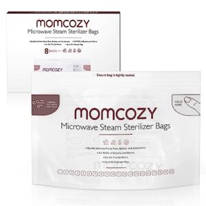 Momcozy Microwave Steam Sterilizer Bags, 8 Count Travel Sterilizer Bags Reusable for Breast Pump Parts/Baby Bottles, Up to 20 Uses Per Bag, Breastpump Accessories for Momcozy S9 Pro/S12 Pro