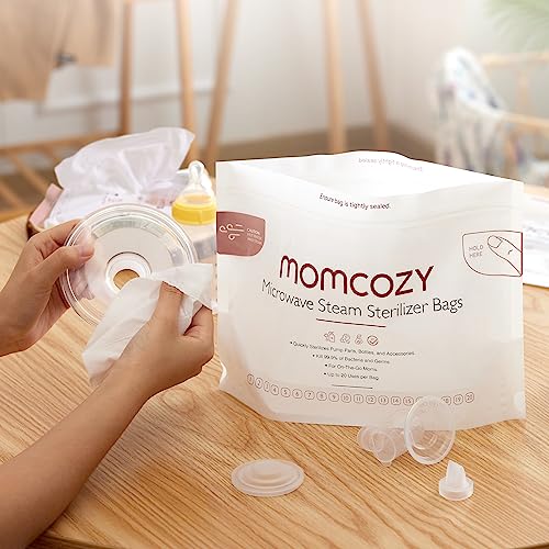 Momcozy Microwave Steam Sterilizer Bags, 8 Count Travel Sterilizer Bags Reusable for Breast Pump Parts/Baby Bottles, Up to 20 Uses Per Bag, Breastpump Accessories for Momcozy S9 Pro/S12 Pro