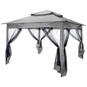 tabu 11x11 pop up gazebo, outdoor canopy tent, pop-up gazebo tent with mosquito netting, pop-up gazebo shelter with zippered screen wall panels for patio garden backyard (dark grey)