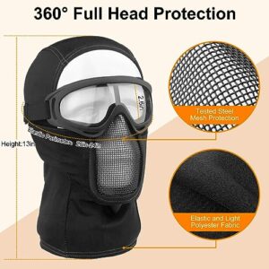 VPZENAR Airsoft Helmet,Black Tactical Helmet,Airsoft Mask Mesh,Elastic Balaclava Mask, Anti Fog Airsoft Goggles, Tactical Full Face Protection, Airsoft Accessories,Military Gear and Airsoft Gear