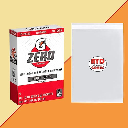 Gatorade Zero Powder Packets, Fruit Punch, 0.10oz Sugar free Gatorade Powder Packets (Pack of 10)