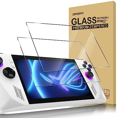 Orzero (2 Pack Compatible for ROG Ally (Upgraded) Tempered Glass Screen Protector(Full Coverage), Anti Scratch 9 Hardness 2.5D Arc Edges Bubble-Free (Lifetime Replacement)