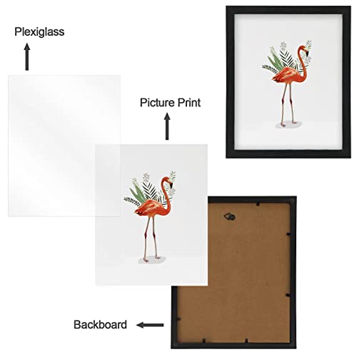 NAOKBOEE 13x17 Picture Frame in Black - Horizontal and Vertical Formats for Wall - Composite Wood with Shatter Resistant Plexiglass