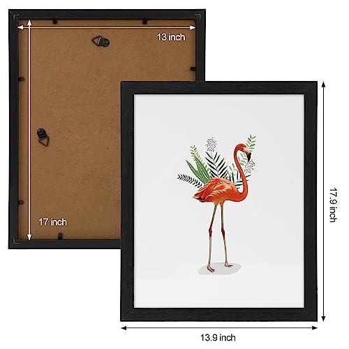 NAOKBOEE 13x17 Picture Frame in Black - Horizontal and Vertical Formats for Wall - Composite Wood with Shatter Resistant Plexiglass