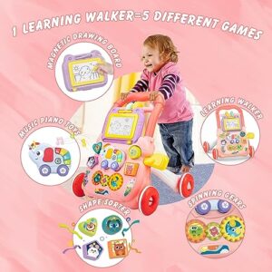 Weezzun Sit-to-Stand Learning Walker with Magnetic Drawing Board - Interactive Activity Center for 9-36 Month Olds - Educational Music, Lights, and Fun!