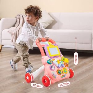 Weezzun Sit-to-Stand Learning Walker with Magnetic Drawing Board - Interactive Activity Center for 9-36 Month Olds - Educational Music, Lights, and Fun!