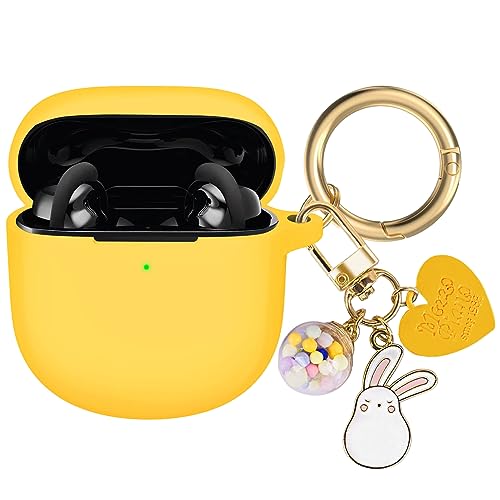 Case for Bose QuietComfort Earbuds II (2022),Silicone Protective Skin Cover for Bose QuietComfort Earbuds 2 Accessories with Gold Heart Cute Lucky Ball Keychain for Girls Women