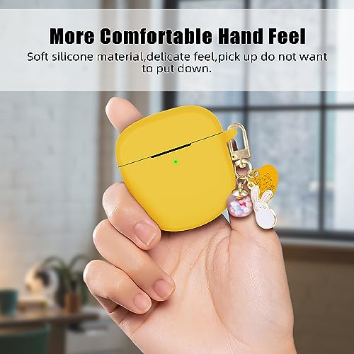 Case for Bose QuietComfort Earbuds II (2022),Silicone Protective Skin Cover for Bose QuietComfort Earbuds 2 Accessories with Gold Heart Cute Lucky Ball Keychain for Girls Women