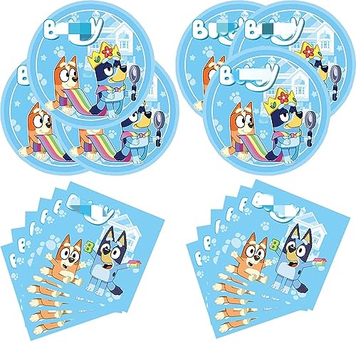   40pcs blueys Birthday party Supplies, blueys theme Party Tableware Set party Decorations ，Used for kids Birthday Party, Baby Shower Party Decorations