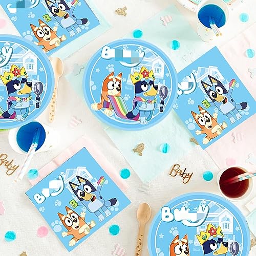   40pcs blueys Birthday party Supplies, blueys theme Party Tableware Set party Decorations ，Used for kids Birthday Party, Baby Shower Party Decorations