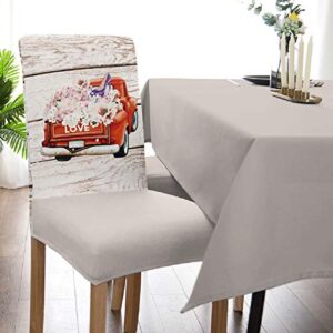 Chair Cover Red Truck With Flowers Dining Chair Slipcovers Purple High Heels Wood Grain Stretch Removable Chair Seat Protector Party Decoration