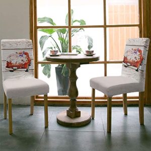 Chair Cover Red Truck With Flowers Dining Chair Slipcovers Purple High Heels Wood Grain Stretch Removable Chair Seat Protector Party Decoration