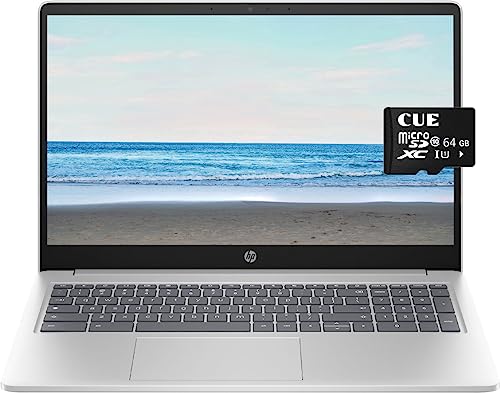 HP 2023 Newest Chromebook 15.6" HD Laptop, Intel Quad-Core N200(> N6000), 8GB LPDDR5 RAM, 128GB Storage(64GB eMMC+64GB Micro SD), Full Size Keyboard, Webcam, WiFi 6, Fast Charge, Chrome OS