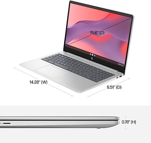 HP 2023 Newest Chromebook 15.6" HD Laptop, Intel Quad-Core N200(> N6000), 8GB LPDDR5 RAM, 128GB Storage(64GB eMMC+64GB Micro SD), Full Size Keyboard, Webcam, WiFi 6, Fast Charge, Chrome OS