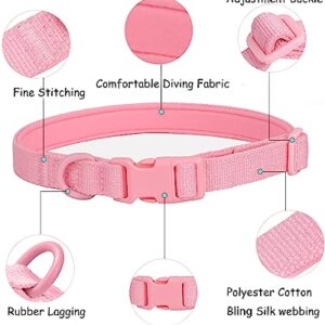 Aecllcea Airtag Holder Dog Collar for Small Medium Large, Airtag Dog Collar Holder Waterproof, Soft Padded Dog Collars with TPU Air Tag Device, Air Tag Dog Collar Waterproof. (M, Pink)