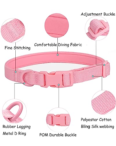 Aecllcea Airtag Holder Dog Collar for Small Medium Large, Airtag Dog Collar Holder Waterproof, Soft Padded Dog Collars with TPU Air Tag Device, Air Tag Dog Collar Waterproof. (M, Pink)