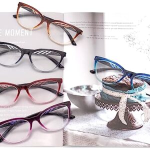 HIGHLIKE 5-Pack Cat Eye Reading Glasses for Women, Spring Hinge Readers Glasses Elegant Style Clear Vision, 5 Mix 1.5 x