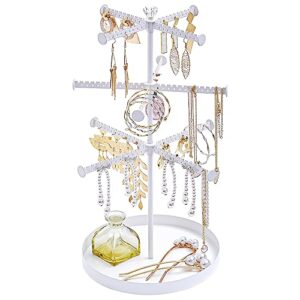 ProCase Set of 4 Stackable Jewelry Organizer Trays Bundle with 3 Tier Necklace Organizer Jewelry Tree