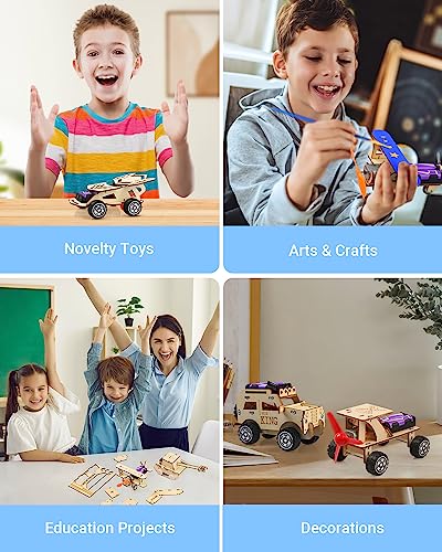 STEM Kits, 5 SSTEM Projects for Kids Ages 8-12, Wooden Model Car Kits, Gifts for Boys 8-12, 3D Puzzles, Science Educational Crafts Building Kit, Toys for 8 9 10 11 12 Year Old Boys and Girls