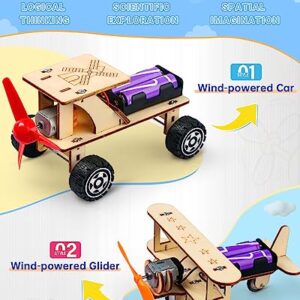 STEM Kits, 5 SSTEM Projects for Kids Ages 8-12, Wooden Model Car Kits, Gifts for Boys 8-12, 3D Puzzles, Science Educational Crafts Building Kit, Toys for 8 9 10 11 12 Year Old Boys and Girls