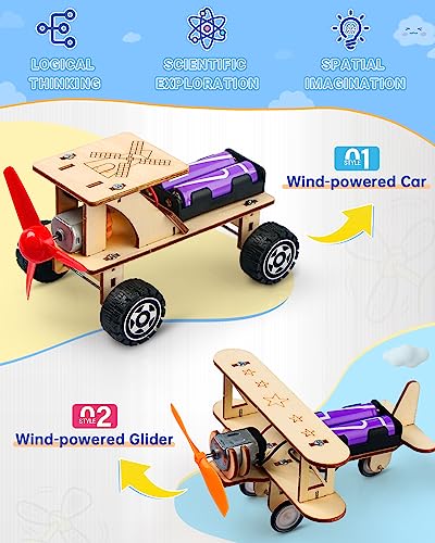 STEM Kits, 5 SSTEM Projects for Kids Ages 8-12, Wooden Model Car Kits, Gifts for Boys 8-12, 3D Puzzles, Science Educational Crafts Building Kit, Toys for 8 9 10 11 12 Year Old Boys and Girls