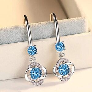 2023 New Diamond-Studded Creative Earrings, Elegant Temperament Long Four-Leaf Earrings Pendant Jewelry Birthday Gifts for Women Girls