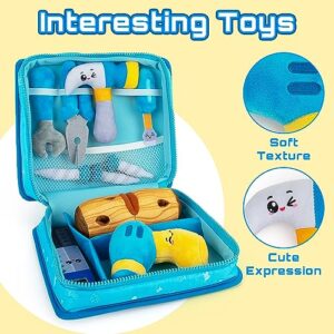 teytoy My 1st Toolbox Playset, Baby Tool Set for 1 Year Old, Pretend Play Construction Toy with Zippered Tool Box, Montessori Stem Plush Tool Kit Toys Birthday Gift for Toddlers Girls Boys