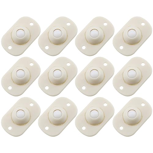 Heyous 12pcs Self Adaptive Caster Wheels Self Adaptive Mini Caster Wheels Sticky Pulley Mini Swivel Paste Universal Pull for Bin Bottom, Trash Can, Storage Box Moving, White