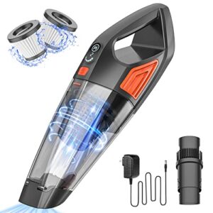 jeshow handheld vacuum cordless car vacuum,9kp strong suction hand vacuum cordless,500ml dust box car vacuum cleaner,lightweight rechargeable portable vacuum,car/home handheld vacuum cleaner(orange)