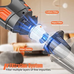 Jeshow Handheld Vacuum Cordless Car Vacuum,9KP Strong Suction Hand Vacuum Cordless,500ml Dust Box Car Vacuum Cleaner,Lightweight Rechargeable Portable Vacuum,Car/Home Handheld Vacuum Cleaner(Orange)