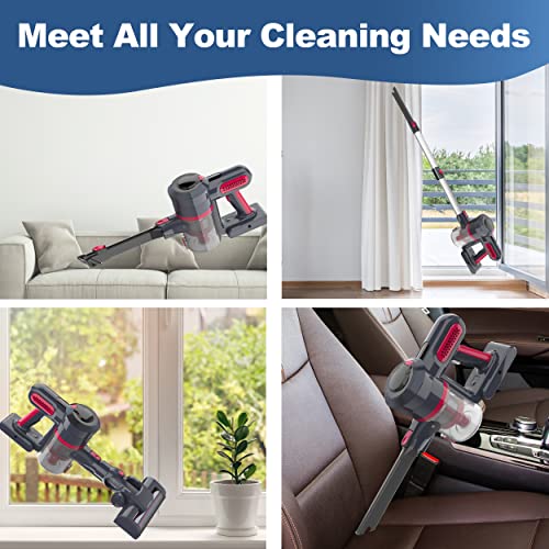 Foppapedretti Cordless Vacuum Cleaner, 25Kpa Strong Suction, 35 mins Runtime, 4-in-1 Vacuum Cleaner with Detachable 2200mAh Rechargeable Battery, Lightweight Stick Vacuum for Hardwood Floor Pet Hair