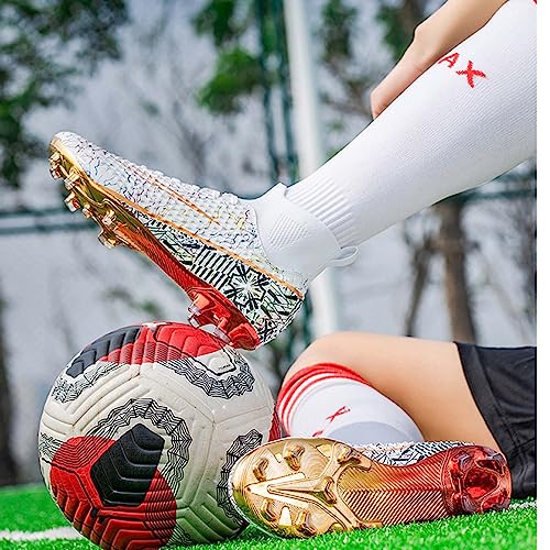 HESBITEUL Men’s Soccer Cleats High-top Women Football Shoes AG Spike Shoes Sneaker Comfortable Adults Big Boys Girls Athletic Outdoor Indoor Competition Trainin