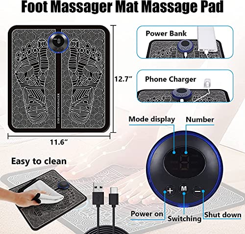 HAEYONME Electric Foot Massage Pad Convenient Massage to Relax feet，Folding Portable Foot Relaxation with USB