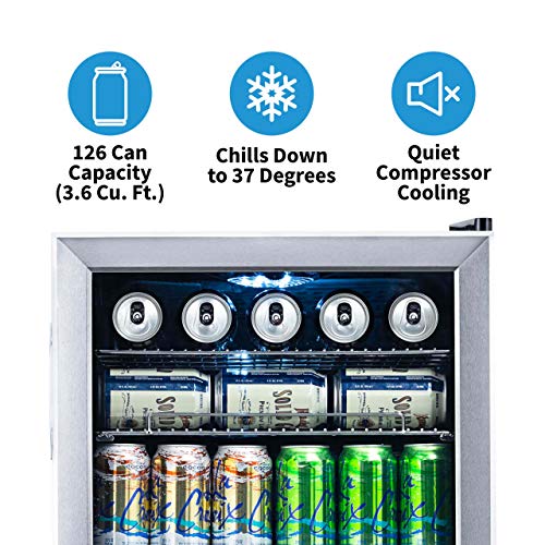 NewAir Beverage Refrigerator Cooler | 126 Cans Free Standing with Right Hinge Glass Door | Mini Fridge Beverage Organizer Perfect For Beer & Camco 20.5-Inches x 24-Inches Dishwasher Drain Pan