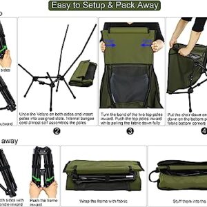 MARCHWAY Lightweight Folding High Back Camping Chair with Head Support, Stable Portable Compact for Outdoor Camp, Travel, Beach, Picnic, Festival, Hiking, Backpacking (Green)