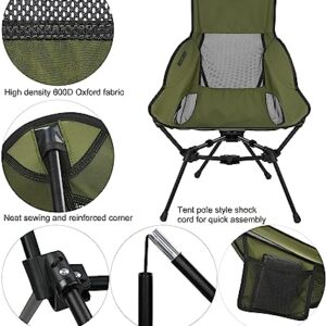 MARCHWAY Lightweight Folding High Back Camping Chair with Head Support, Stable Portable Compact for Outdoor Camp, Travel, Beach, Picnic, Festival, Hiking, Backpacking (Green)