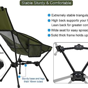 MARCHWAY Lightweight Folding High Back Camping Chair with Head Support, Stable Portable Compact for Outdoor Camp, Travel, Beach, Picnic, Festival, Hiking, Backpacking (Green)