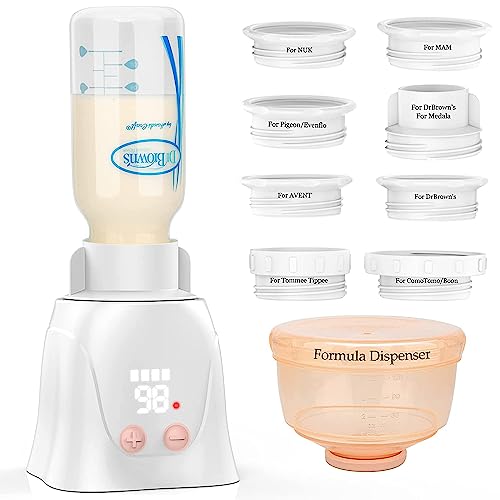 Portable Baby Bottle Warmer, Travel Bottle Warmer with 8 Adapters, Rechargeable Wireless Fast Bottle Warmer with Precise Temperature Control and Automatic Shut-Off, Bottle Warmer for Breastmilk