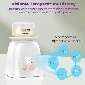 Portable Baby Bottle Warmer, Travel Bottle Warmer with 8 Adapters, Rechargeable Wireless Fast Bottle Warmer with Precise Temperature Control and Automatic Shut-Off, Bottle Warmer for Breastmilk