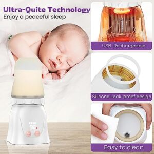 Portable Baby Bottle Warmer, Travel Bottle Warmer with 8 Adapters, Rechargeable Wireless Fast Bottle Warmer with Precise Temperature Control and Automatic Shut-Off, Bottle Warmer for Breastmilk