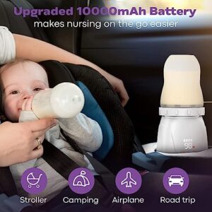 Portable Baby Bottle Warmer, Travel Bottle Warmer with 8 Adapters, Rechargeable Wireless Fast Bottle Warmer with Precise Temperature Control and Automatic Shut-Off, Bottle Warmer for Breastmilk