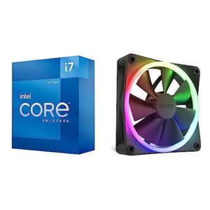 intel core i7-12700k desktop processor 12 (8p+4e) cores up to 5.0 ghz unlocked  lga1700 600 series chipset 125w & nzxt f120 rgb fans - rf-r12sf-b1 - advanced rgb lighting customization - black